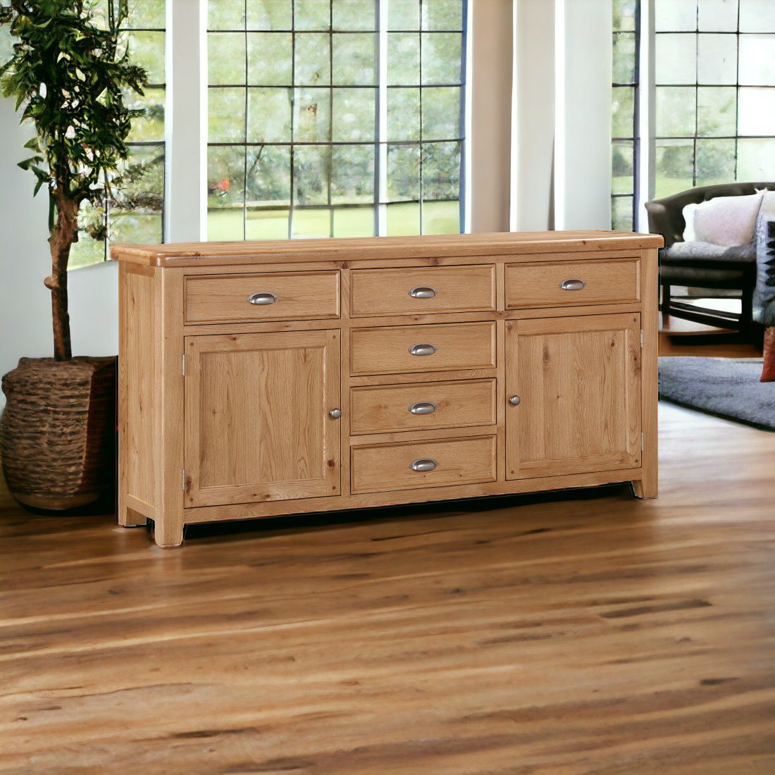 160-10 Kingsdbury Oak Extra Large Sideboard – Papaya Trading